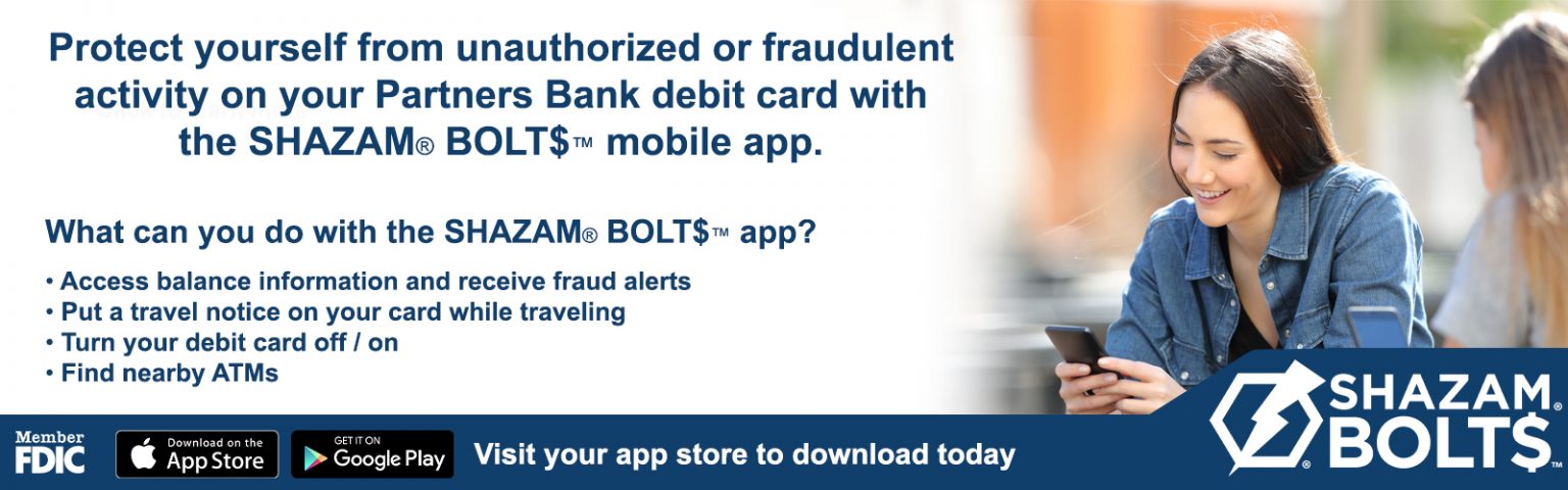 shazam slider | Partners Bank