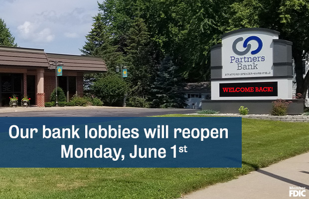 lobby reopening mobile | Partners Bank